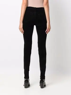 Philipp Plein Leather-inset High-waist Skinny Jeans - Black