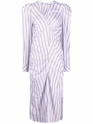 GANNI Stripe-pattern Long-sleeve Dress
