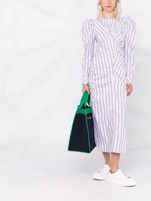 GANNI Stripe-pattern Long-sleeve Dress