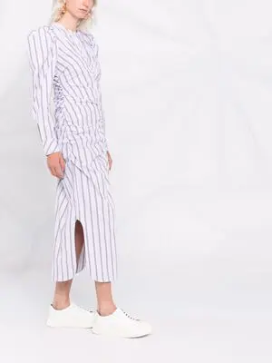 GANNI Stripe-pattern Long-sleeve Dress