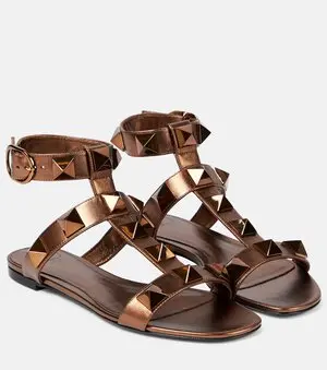 Valentino Garavani Valentino Garavani Roman Stud Leather Sandals Metallic