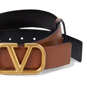 Valentino Garavani Vlogo Signature 40 Reversible Leather Belt - Brown