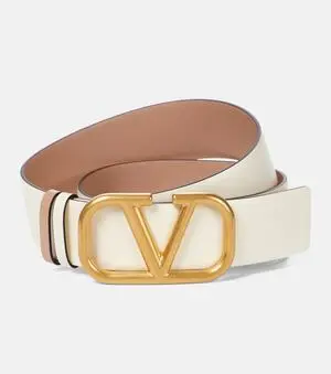 Valentino Garavani Valentino Garavani VLogo Signature Reversible Leather Belt White