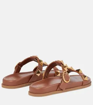 Valentino Garavani Roman Stud Leather Slides - Brown