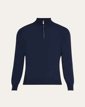 Brunello Cucinelli Cashmere Quarter-zip Pullover - Navy