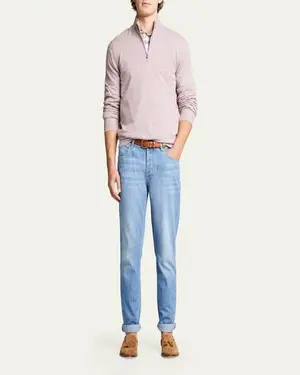 Brunello Cucinelli Cashmere Quarter-zip Pullover - Navy