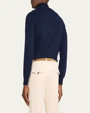 Brunello Cucinelli Cashmere Quarter-zip Pullover - Navy
