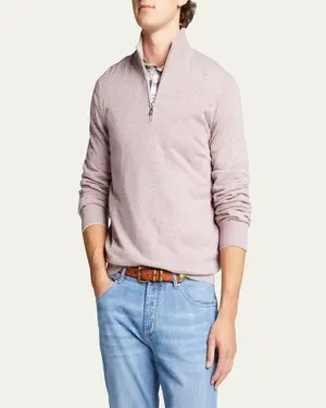 Brunello Cucinelli Cashmere Quarter-zip Pullover - Navy