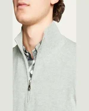 Brunello Cucinelli Cashmere Quarter-zip Pullover - Navy