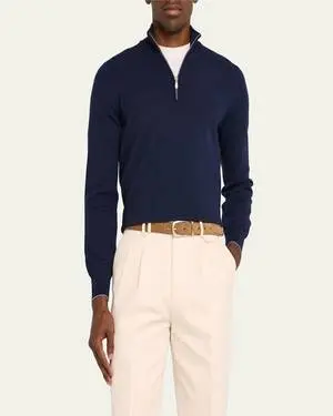 Brunello Cucinelli Cashmere Quarter-zip Pullover - Navy