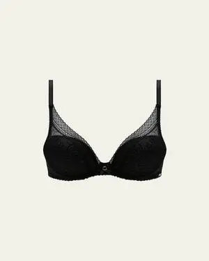 Chantelle Festivite Lace Plunge Bra, Bright Pink - Black
