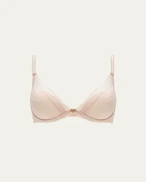 Chantelle Festivite Lace Plunge Bra, Bright Pink - Nude Blush
