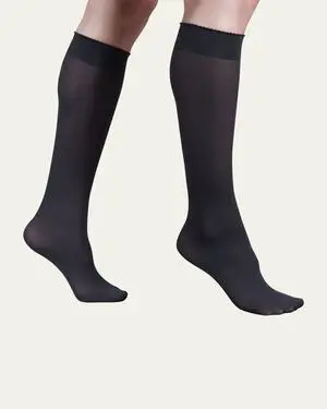 Wolford Velvet Deluxe Knee Highs - Admiral