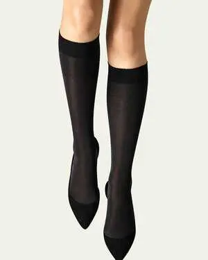 Wolford Velvet Deluxe Knee Highs - Black
