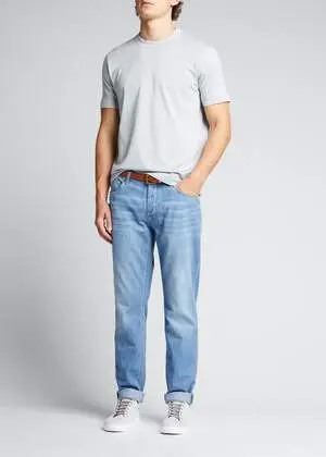 Brunello Cucinelli Men's Tipped Crew T-Shirt Cba68 Dusty Blue
