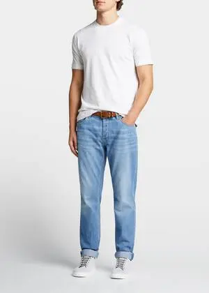 Brunello Cucinelli Men's Tipped Crew T-Shirt Cl019 Marble