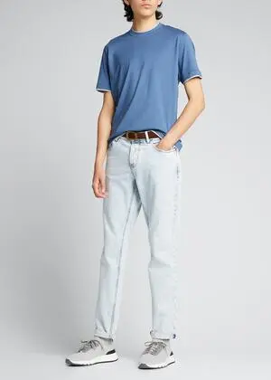 Brunello Cucinelli Men's Tipped Crew T-Shirt Cl081 Royal Grey