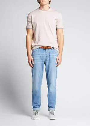 Brunello Cucinelli Men's Tipped Crew T-Shirt Clh81 Rose