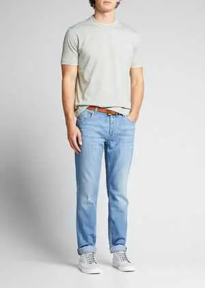 Brunello Cucinelli Men's Tipped Crew T-Shirt Cuv73 Green