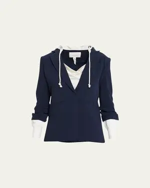 Cinq À Sept Khloe Hooded Jacket - Navy / Ivory