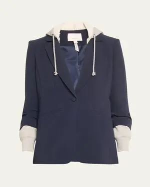 Cinq À Sept Khloe Hooded Jacket - Navy/heather Gr