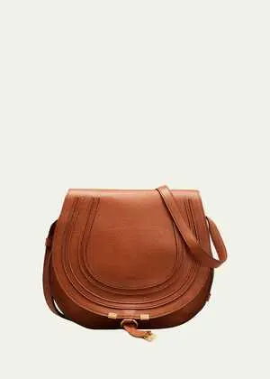 Chloé Marcie Medium Crossbody Bag In Grained Leather - Tan