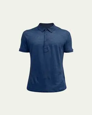 Orlebar Brown Sebastian Linen Polo Shirt Navy