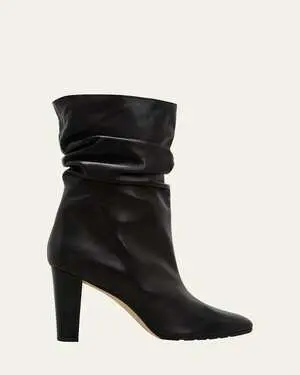 Manolo Blahnik Calasso Napa Slouchy Mid Booties - Black