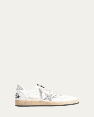 GOLDEN GOOSE Ball Star Leather Glitter Sneakers - White/silver