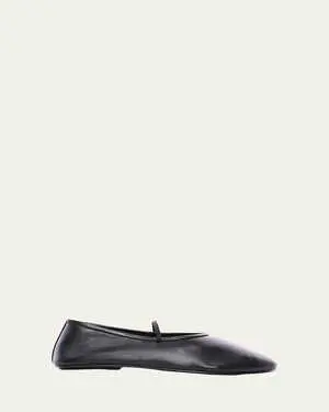 THE ROW Lambskin Ballerina Flats - Black