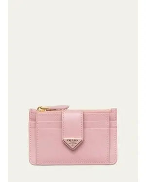Prada Saffiano Card Case With Triangle Snap - Pesco