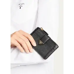 Prada Saffiano Card Case With Triangle Snap