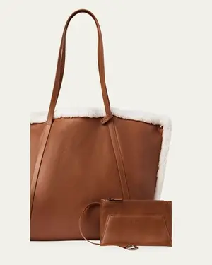 Akris Ai Medium Shearling Reversible Tote Bag
