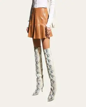 Alice + Olivia Carter Vegan Leather Mini Skirt - Camel
