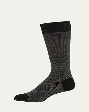 Pantherella Tewkesbury Birdseye Midcalf Socks - Black