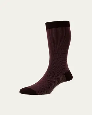 Pantherella Pantherella Tewkesbury Birdseye Midcalf Socks Burgundy