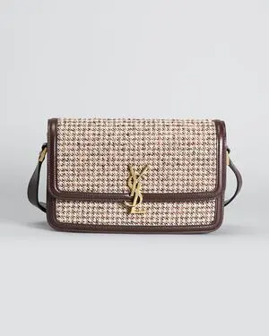 Saint Laurent Solferino Medium Houndstooth Tweed Satchel Bag - 2682 Beige Multi