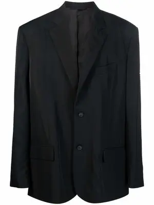 Balenciaga Logo Patch Cotton Blazer - Black