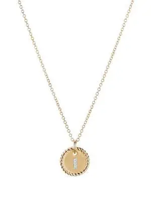 David Yurman 18kt Yellow Initial I Diamond Pendant Necklace - Gold