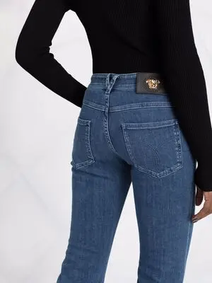 Versace Logo-patch Cropped Jeans