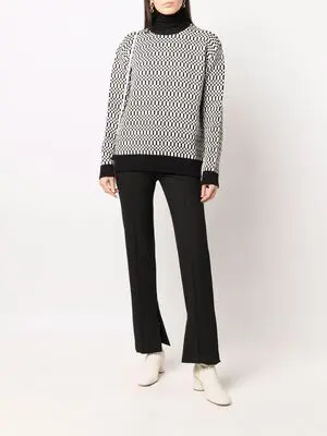 JIL SANDER Scarf-detail Patterned Jumper - White