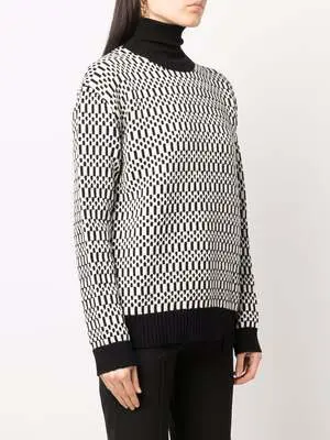 JIL SANDER Scarf-detail Patterned Jumper - White