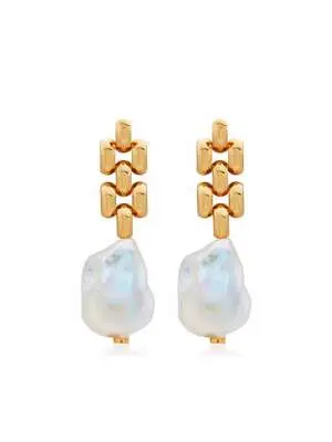 Monica Vinader Heirloom Baroque Pearl Earrings - Gold