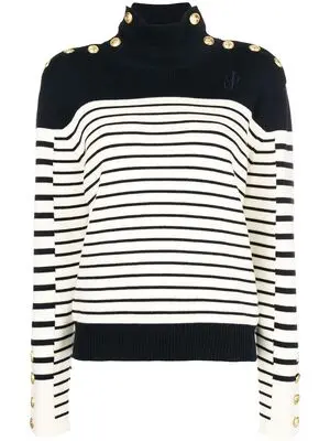 JW Anderson Striped High Neck Wool Jumper - Blue