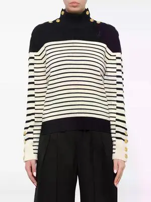 JW Anderson Striped High Neck Wool Jumper - Blue