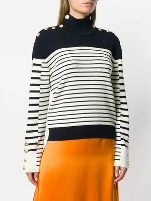 JW Anderson Striped High Neck Wool Jumper - Blue