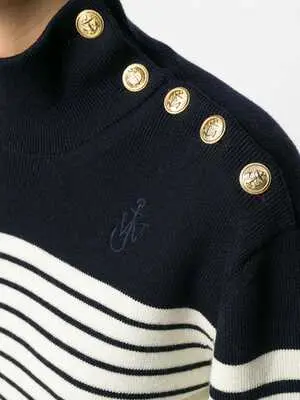 JW Anderson Striped High Neck Wool Jumper - Blue