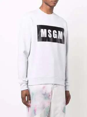 MSGM Logo-print Cotton Sweatshirt - Grey