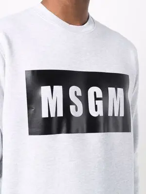 MSGM Logo-print Cotton Sweatshirt - Grey