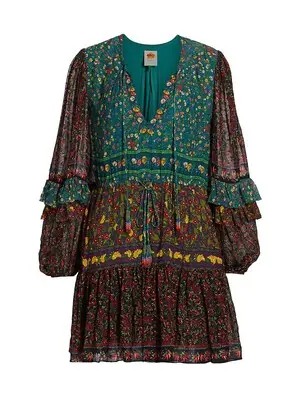 Farm Rio Farm Rio Mixed Print Mini Dress - Mini Tropical